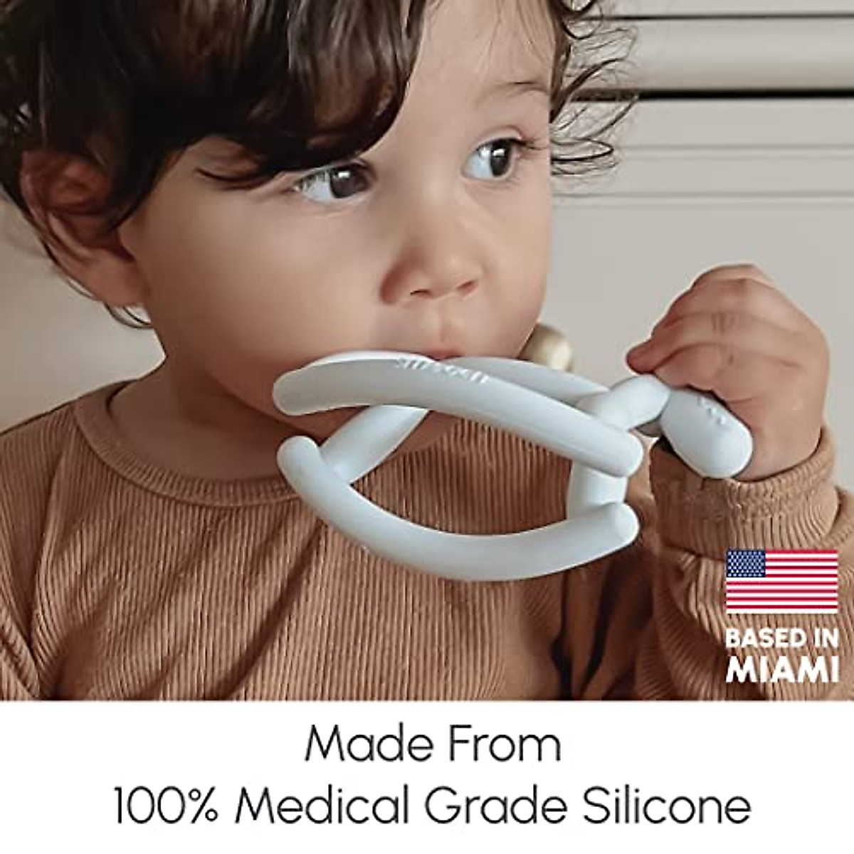 Smooch Rocking Teething Toys for Babies 0-6 Months, 12, 18 - Easy to Hold Silicone Baby Teether, Soft Infant Teething Toys Provides Baby Teething Relief & Soothes Sore Gums (Mint)