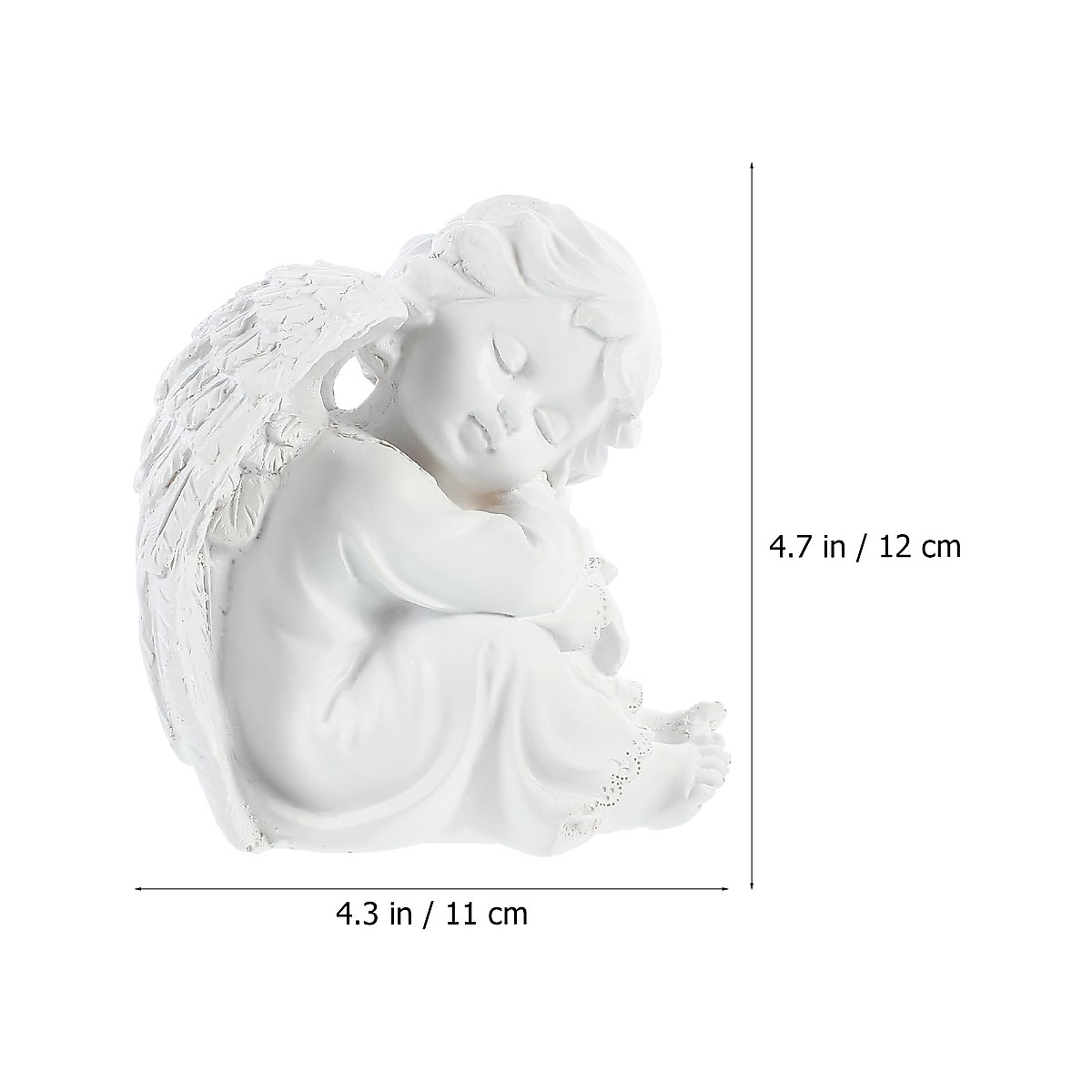 VOSAREA Praying Angel Figurine Resin Cherubs Angel Statue Guardian Angel Figurine Thinking Angel Sculpture Cute Wings Angel Memorial Statue for Home Decoration Wedding