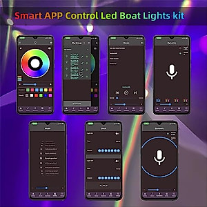 ROLiGHTiC 25FT LED Boat Lights, 12V APP RF Remote Control Pontoon Boat Lights, IP66 Waterproof RGB Marine Strip Lights, Boat Interior Light, Boat Deck Light for Bass Boat, Fishing Boat, Yacht