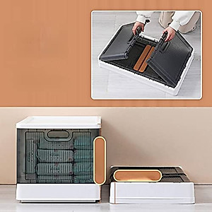 NA Storage Box Simple Installation-Free Wardrobe Sorting Box for Collection Transparent Folding Plastic