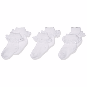 Jefferies Socks baby girls Newborn Eyelet Lace 3 Pair Pack infant and toddler socks, White, 3-12 Months US
