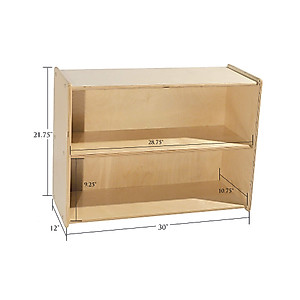 Contender Daycare Shelves for Kids, Bookcase with 2 Shelves for Storage, Wood Furniture for Toddlers, Children, Classroom, 30-inch Width