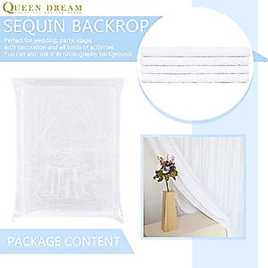 White Sequin Backdrop Curtain 4 Pack 2ft x 8ft Backdrop Birthday Party Backdrop Wedding Ceremony Background