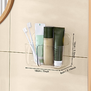 Diesisa 2pc Acrylic Wall Mount Organizer, Adhesive Clear Cabinet Door Organizer,Bathroom Shelves for Wall,No Drilling Hang Walls,with 2 Compartments, for Bathroom, Kitchen, Living Room