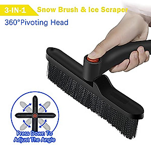HANCHS 34" Ice Scraper with Snow Brush for Car Windshield, Extendable Snow Brush, Detachable Snow Removal Tool with Foam Handle, Suitable for Car Truck SUV