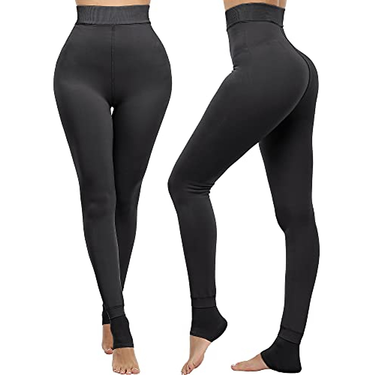 NORMOV Winter Warm Fleece Lined Leggings Women,Thick Thermal Velvet Tights (DGray-M/L) Grey