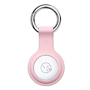 Fannoday Airtag Holder Pink Silicone Case for Airtags Item Finder, Durable Air Tag Keychain Shockproof Tracker Protection for Backpack Luggage Dogs Cats Tracking Accessories (1 Pack)