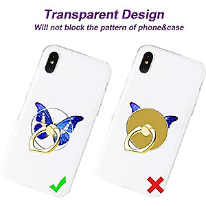 TACOMEGE Pack of 4 Transparent Clear Phone Holder Ring Grips, Finger Ring Stand for Cell Phone Tablet (M1)