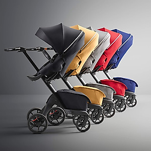Stokke Xplory X, Ruby Red - Luxury Stroller - Adjustable for Both Baby & Parents’ Comfort - Padding, Harness & Reflective Zipper for Added Safety - Folds in One Step