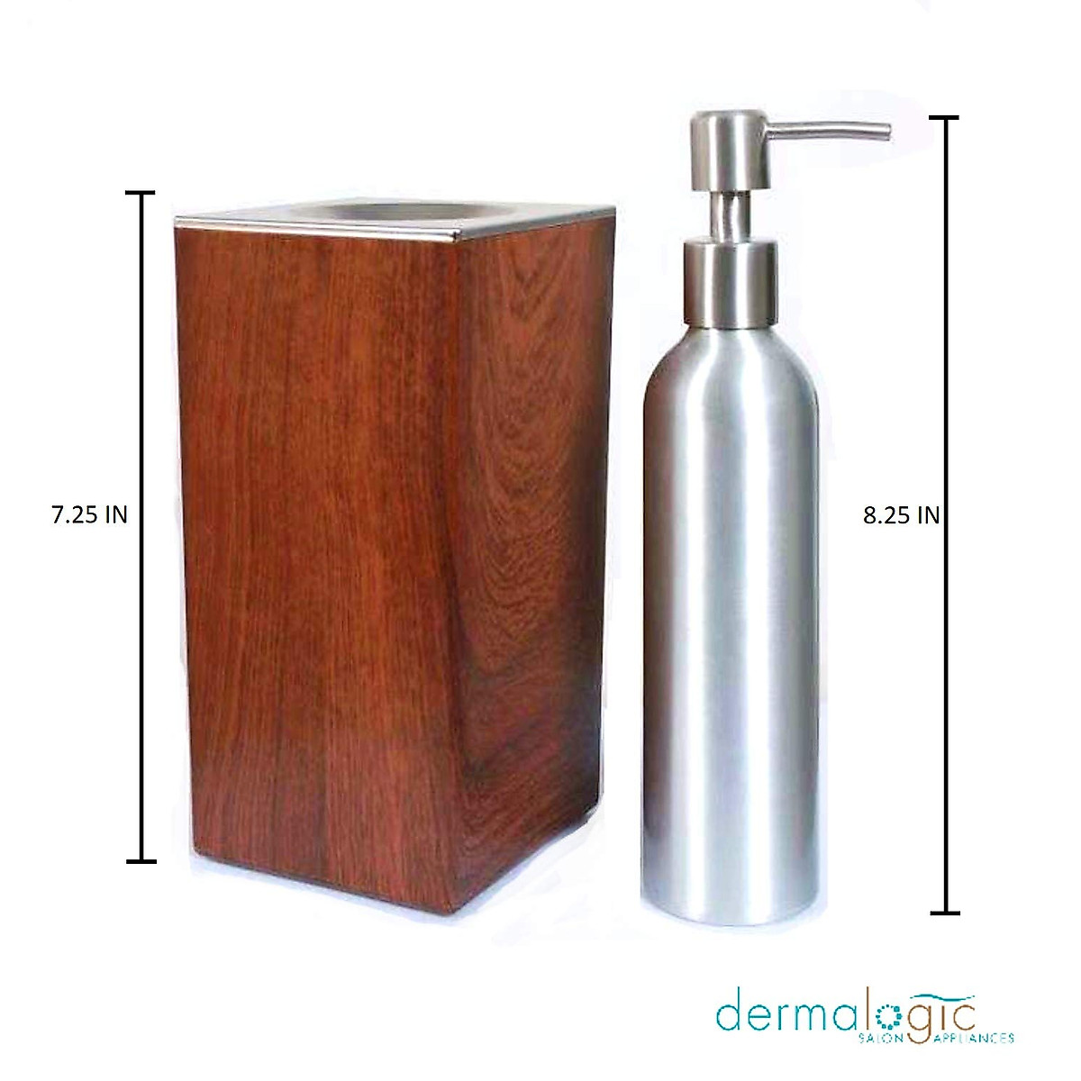 DERMALOGIC Massage Oil Warmer for Pro Spa Massage, Home Lotion Warmer with Aluminum Bottle Pump Set, Plug-in Oil Heater Beauty Salon Treatment Equipment, Light Wood