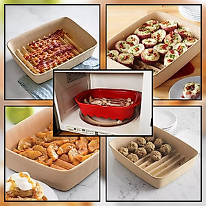 ZFJ Ceramic Microwave Bacon Maker with Lid-Bacon Tray for Microwave Cooking-Make Crispy Bacon in few Minutes