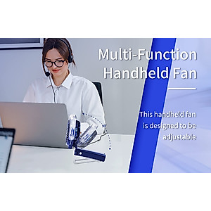 TECSONAR-US(Store) Portable Handheld Misting Fan, Personal Mister Fan W/ 7 Colorful Night Light, Spray Water Mist Fan for Travel, Outdoors, Hiking, Camping (Royal Blue)