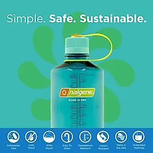 Nalgene Sustain Tritan BPA-Free Water Bottle Made with Material Derived from 50% Plastic Waste, 32 OZ, Narrow Mouth