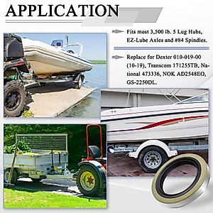 4Pcs Trailer Axle Hub Wheel Grease Seals with 4Pcs Cotter Pins Replace for Dexter 010-019-00 (10-19) Transcom 171255TB National 473336, ID 1.719'' x OD 2.565'' Double Lip Seals, 3500 lbs #84 Spindle