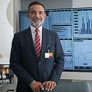 Teskyer Hard Plastic Badge Holder, Clear ID Badge Name Card Holder with Easy Access Thumb Slot, Holding 2 Cards, Vertical Style, 2 Pack