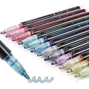 Easter Basket Essentials, 12 Shimmer Markers Outline Glitter Pens, Easter Basket Stuffers, Teen Girl Gifts Trendy Stuff, School Art Supplies Crafts Gifts 4 5 6 7 8 9 10 12 Year Old Kids Tween Girls