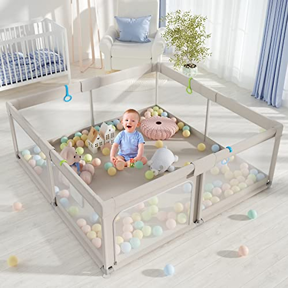Baby Playpen, Playpen for Babies and Toddlers, Extra Large Playpen, Play pens for Babies and Toddlers (59 * 59inch playpen Without mat)