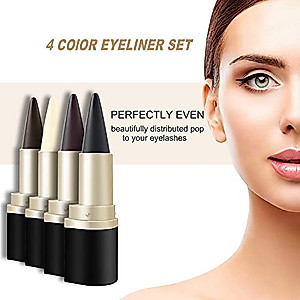 UNIFULL 4 color Gel Eyeliner, Cream Eyeliner Tool Smudge Proof Eyeliner Pencil Matte Black Eyeliner Pencil Tattoo Eyeliner Pen Eyeliner Gel Stick Makeup Eye-liners for Women(4 color)