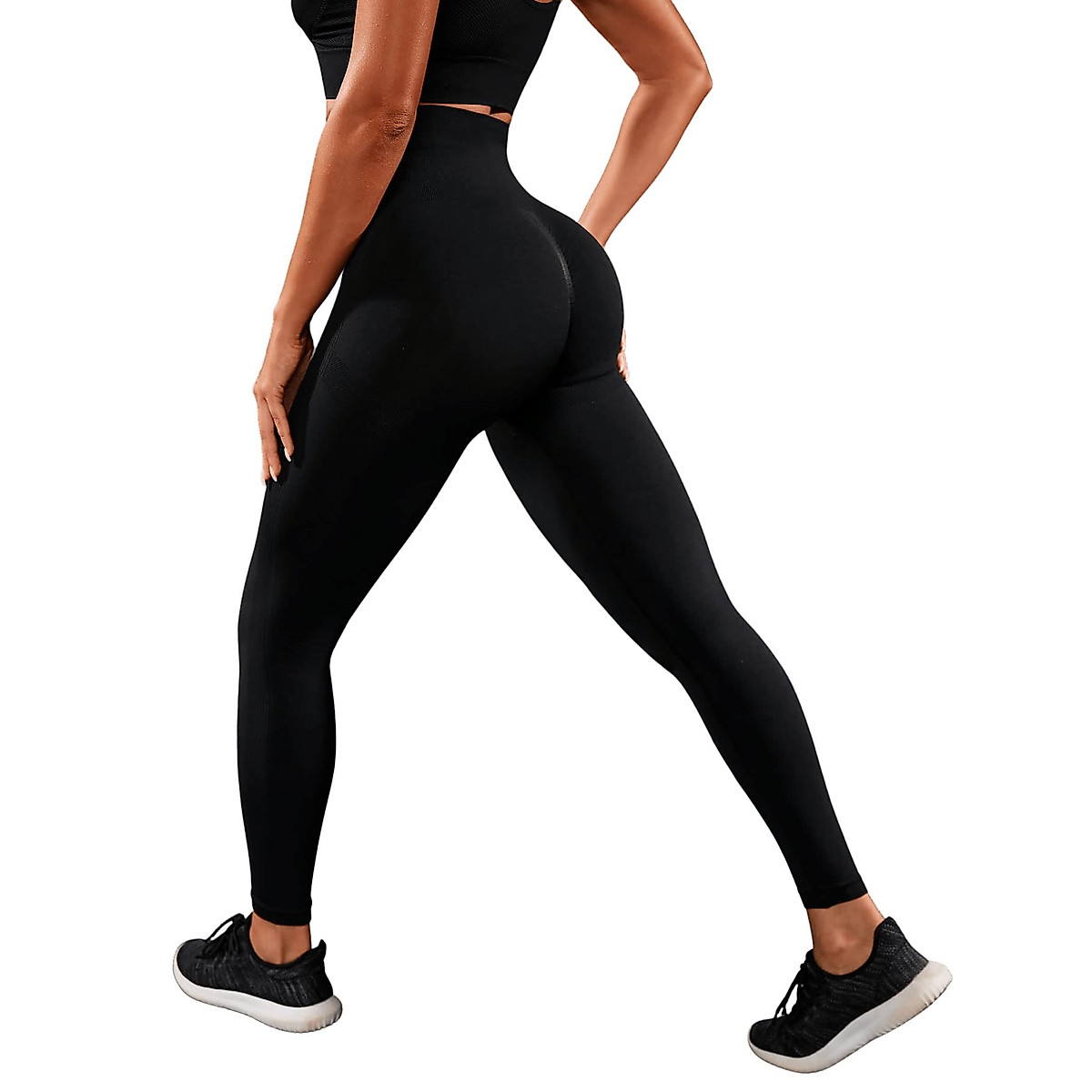 SHENHE Women's Seamless High Waisted Leggings Tummy Control Workout Yoga Pants Seamless Black S