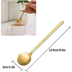 12 Pack Espresso Spoons, 5.3 Inch Mini Coffee Spoons, Gold Plated Stainless Steel Teaspoons for Dessert Sugar Cake Ice Cream Cappuccino