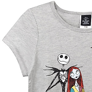 Disney Nightmare Before Christmas Jack Skellington Lock Shock and Barrel Zero Sally Big Girls T-Shirt Gray 14-16