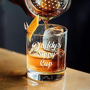 Perfectinsoy Daddy's Sippy Cup Whiskey Glass, Birthday Gift for for Dad, New Dad,Grandpa, Husband, Colleague, Funny Birthday Gift for Dad From Daughter Son Wife