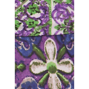 Women's High Waist Full Length Wide Leg Palazzo Pants with Fold Over Waist Band (Large, Floral Patchwork)