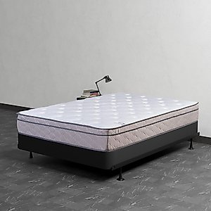 Mayton Full 12 Inch Ultra Plush Breathable Hybrid Mattress in a Box with Cooling Extra Soft EuroTop for Back Support & Black 5" Platform Bed Frame, Mink