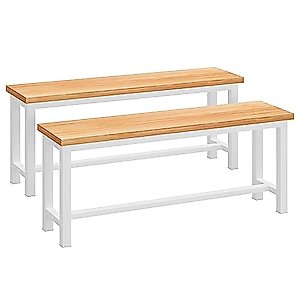 Recaceik Dining Benches, 39 Inch Table Benches, Pair of 2 Benches for Dining Room, Kitchen, Entryway, Bedroom, Industrial Small Bench Kitchen Bench with Metal Legs, Easy to Assemble, Walnut