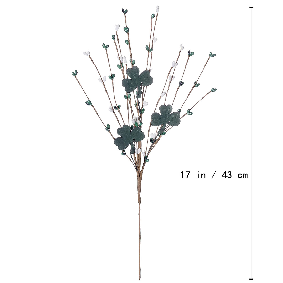 DIYFLORU 6 Pack St Patrick’s Day Picks,Green Shamrock and Berry Stems St Patrick’s Day Decorations Clover Berry Branches for St Patrick’s Day Decor