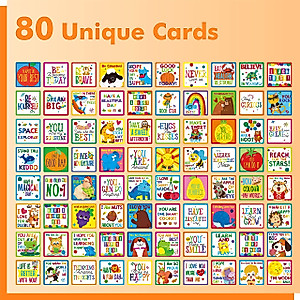 Gethelud 80 PCS Lunch Box Notes for kids, Inspirational Words with Adorable Designs Positive Affirmation Cards for Boys’ and Girls’ Lunch Boxes