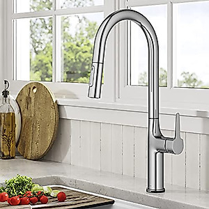 KRAUS Oletto Tall Modern Single-Handle Touch Kitchen Sink Faucet with Pull Down Sprayer in Chrome, KTF-3101CH