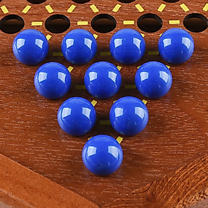 12.7 Inches Wooden Chinese Checkers with Drawers 12 Bonus Spare Marbles| Natural Wooden Board Game| includes 60 Colorful Glass Marbles | Family Board Game for Kids and Adults