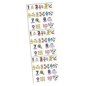 VOSAREA 3 Sets Digital Cartoon Wall Sticker Wall Decoration Classroom Wall Decals Number Wall Stickers Kindergarten Wall Sticker Trendy Room Decor Cartoon Number Design Sticker