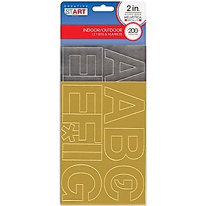 Creative Start Cosco Letters and Numbers Foil 2" Helvetica Font 200 Characters, Gold and Silver (098156)