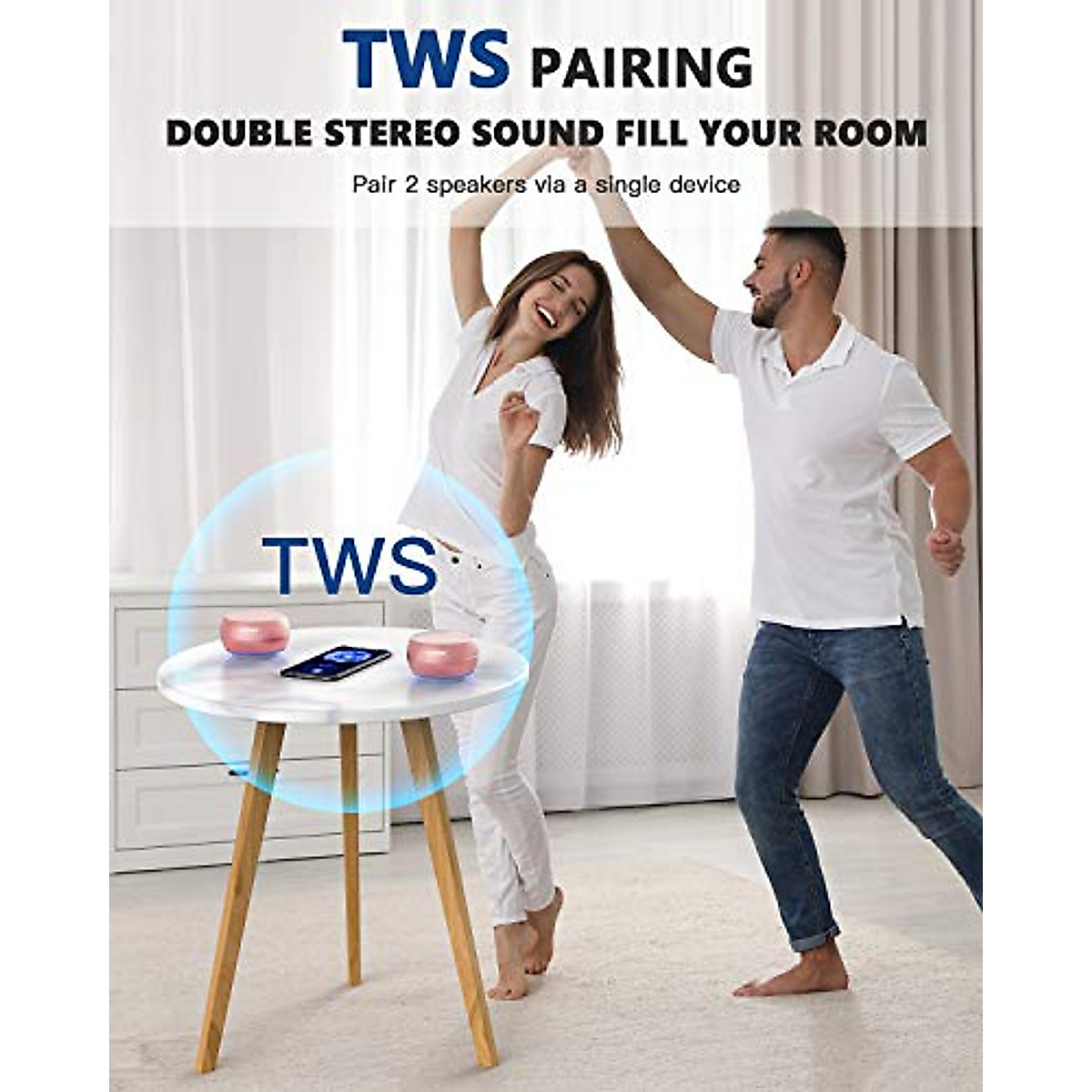 NUBWO Portable Bluetooth Wireless Speaker with Bass TWS, Bulti in Mic, 15H Playtime Small Speaker for Iphone, iPad, Mac, Tablet, Echo