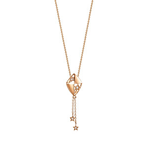 CHOW SANG SANG 18K Rose Gold (GH color, SI Clarity, Round Brilliant) Diamond Starry Kite Necklace for Women 93131N | 18.5", (47 CM)