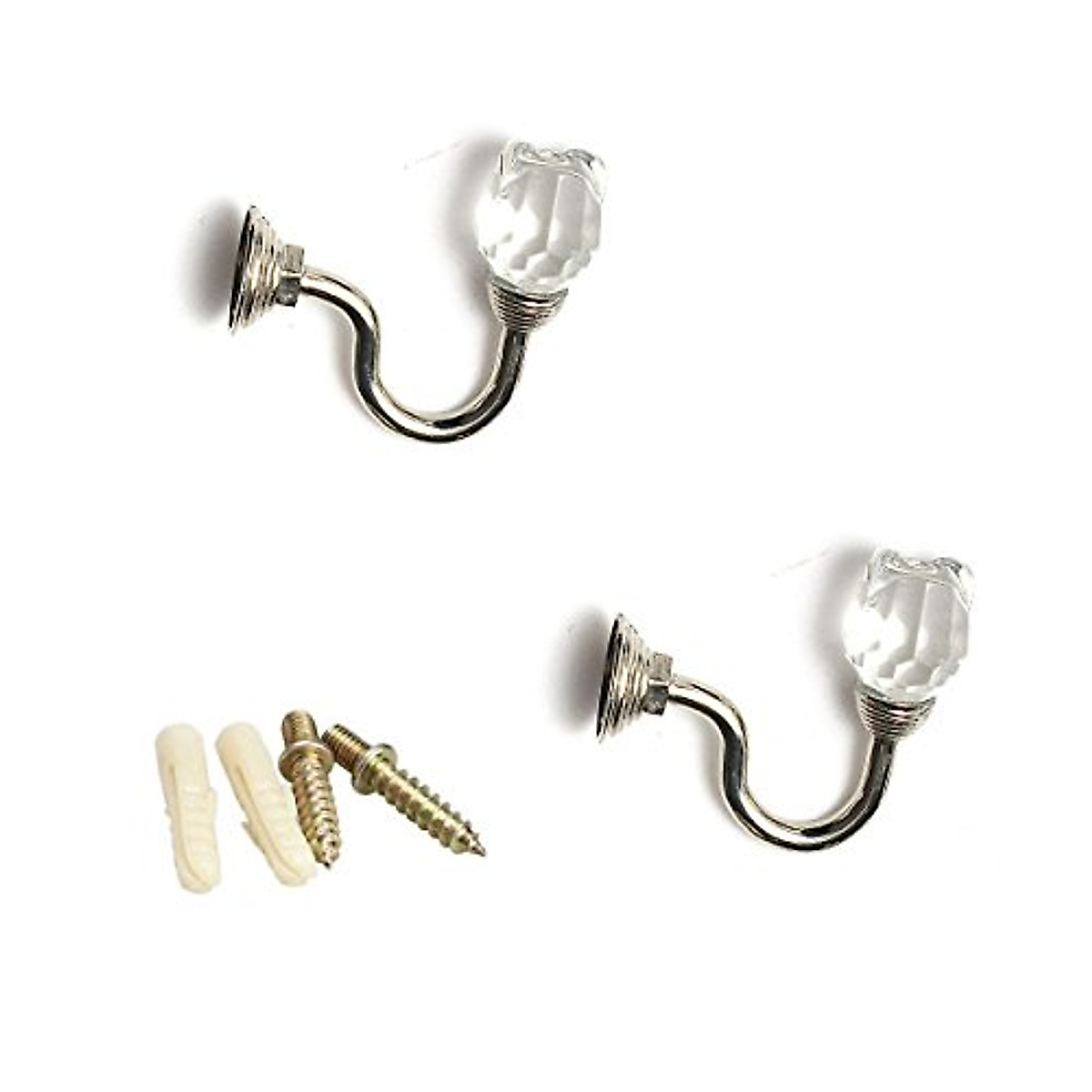 yueton Pack of 2 Vintage Crystal Rose Pattern Wall Curtain Hook Coat Hat Handbags Towel Single Hook Wall Mount Hanger