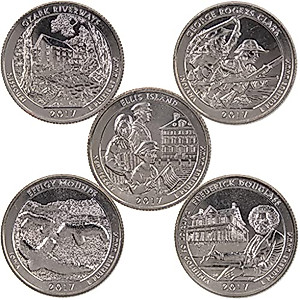 2017 S National Park Quarter 5 Coin Set Uncirculated Mint State Clad 25c