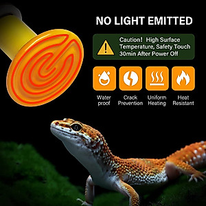 Simple Deluxe Ceramic Heat Emitter Heating Bulb No Light Reptile Heat Lamp, Brooder Coop Heater for Terrarium Amphibian Pet Snake Turtle, Incubating Chicken, 150W, 2 Pack, Yellow
