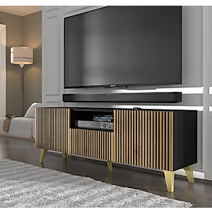 Homlando Ravenna A Living Room Furniture Set with TV Stand and Cabinet, Oak Artisan and Matte Black - Made in EU Modern Furniture - TV & Media Furniture