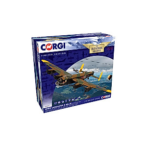 Corgi Diecast Avro Lancaster B MK III Grogs The Shot 1:72 WWII Military Aircraft Display Model AA32627, Green & Brown