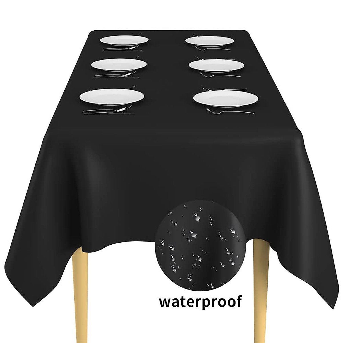 Black Table Cloth Rectangle Table 2 Pack Black Tablecloth Plastic Table Cloth Disposable Table Cloths for Parties Halloween Tablecloth Disposable Tablecloths Waterproof Plastic Table Cover 54" x 108"