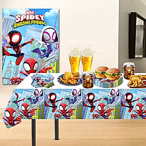 Spidey and His Amazing Friends Birthday Decorations, 20 Plates, 20 Napkins and 1 Tablecover for Spidey and His Amazing Friends Birthday Party Supplies, Spidey Theme Party Decorations
