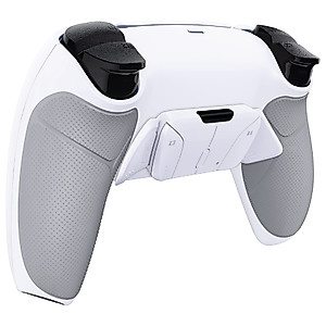 eXtremeRate Gray Rubberized Grip Programable RISE4 Remap Kit for PS5 Controller BDM-030 040, Upgrade Board & Redesigned White Back Shell & 4 Back Buttons for PS5 Controller - Controller NOT Included