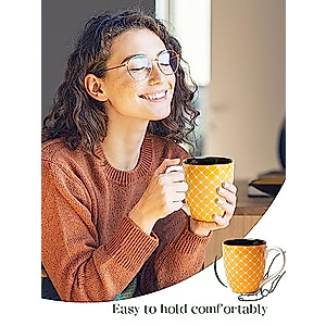 DOWAN Coffee Mugs Set of 6, Colorful 19 oz Large Porcelain Mugs with Handle for Coffee Tea and Cocoa, Ceramic Coffee Cups for Women Men, Vibrant Colors, Housewarming Gift