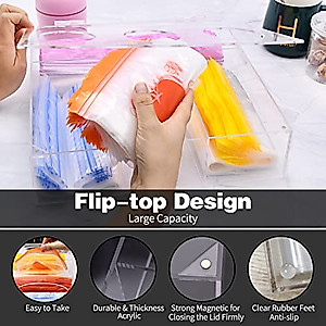 Bag Storage Organizer, Acrylic Food Storage Bag Organizer, Clear Bag Storage Organizer for Solimo, Hefty, Glad, Compatible with Gallon, Slider Quart, Freezer, Sandwich, Snack