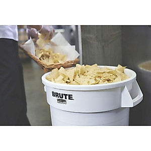 Rubbermaid FG264300 White 44 Gallon Brute LLDPE Heavy-Duty Round Container without Lid