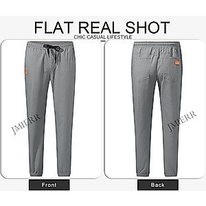 JMIERR Mens Casual Joggers Pants - Cotton Drawstring Chino Cargo Pants Hiking Outdoor Twill Track Jogging Sweatpants Pants with Pockets for Men, US 40(2XL), C Light Grey