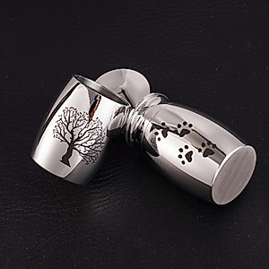 Stainless Steel Cremation Urns, Urns for Human and Pets Ashes, Decorative Urns, Adult Funeral Urns, Small Keepsake, Mini Urns, Paw Print Urn - Silver